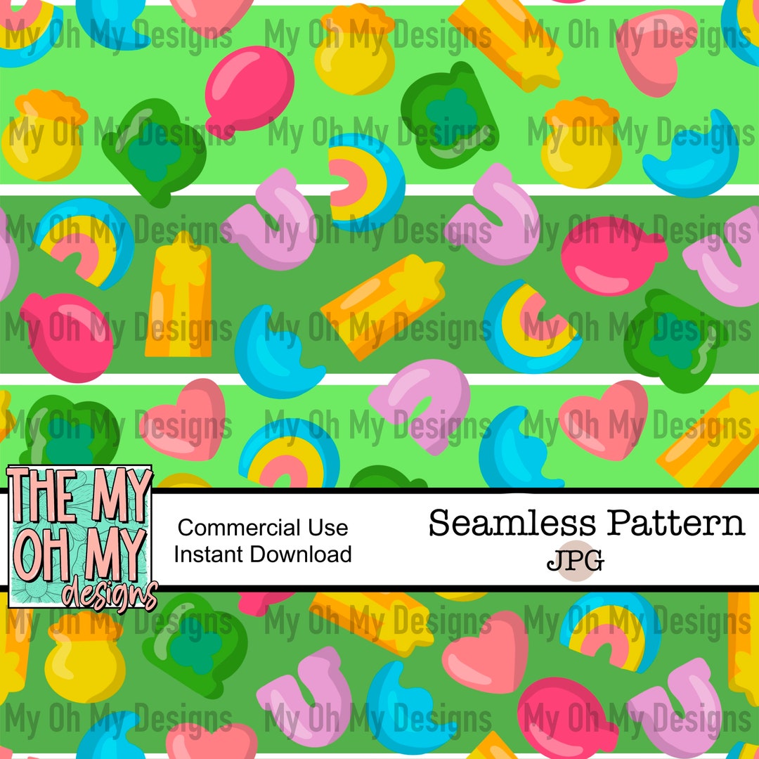 St Patricks Day, Cereal, Lucky Charms, Marshmallows - Seamless Pattern ...