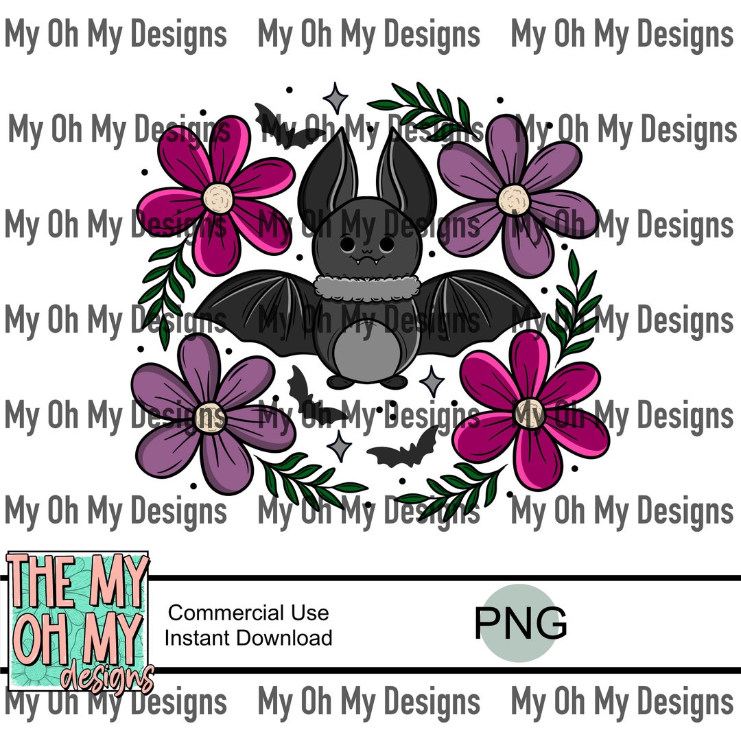 Bat, Floral, Flowers - PNG File - Sublimation Design Print File - Etsy