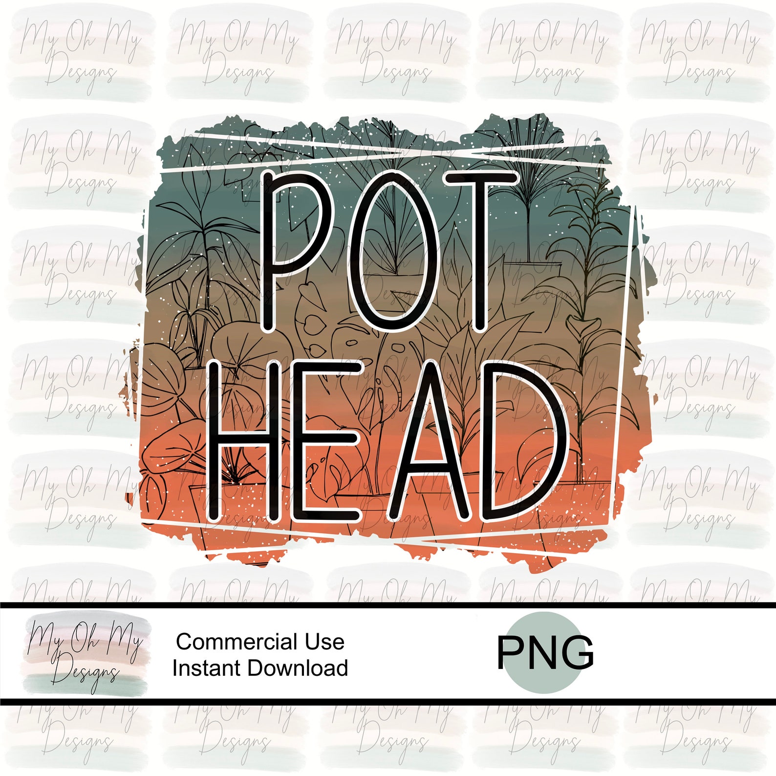 Pot Head Plants Plant Lady Plant Pun Humor ombre line | Etsy