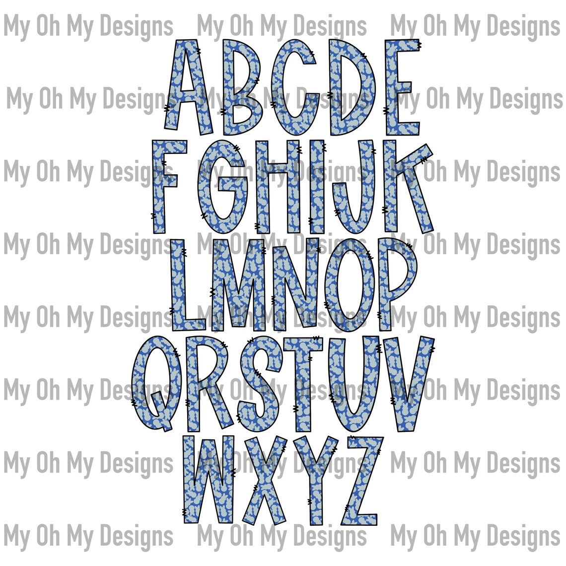 Easter Bunny Rabbit Doodle Alphabet Set With Transparent | Etsy