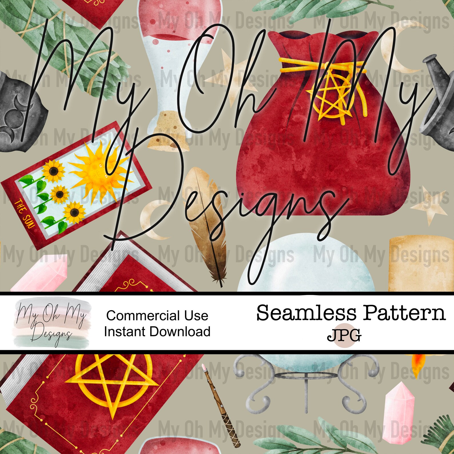 Witch Witchy Seamless Pattern design file JPG File | Etsy