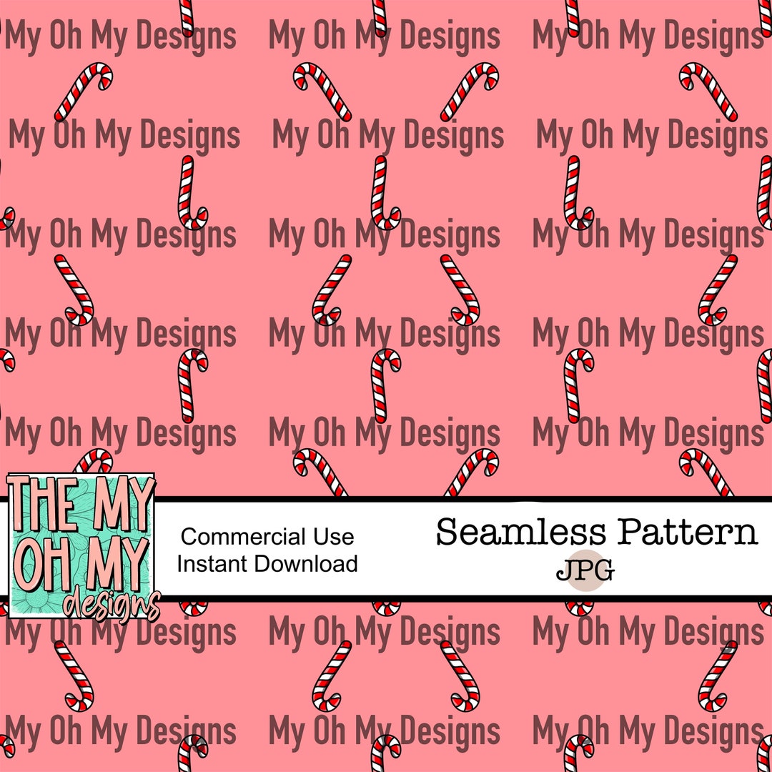 Christmas Candy Canes, Winter - Seamless Pattern - JPG File - Digital ...
