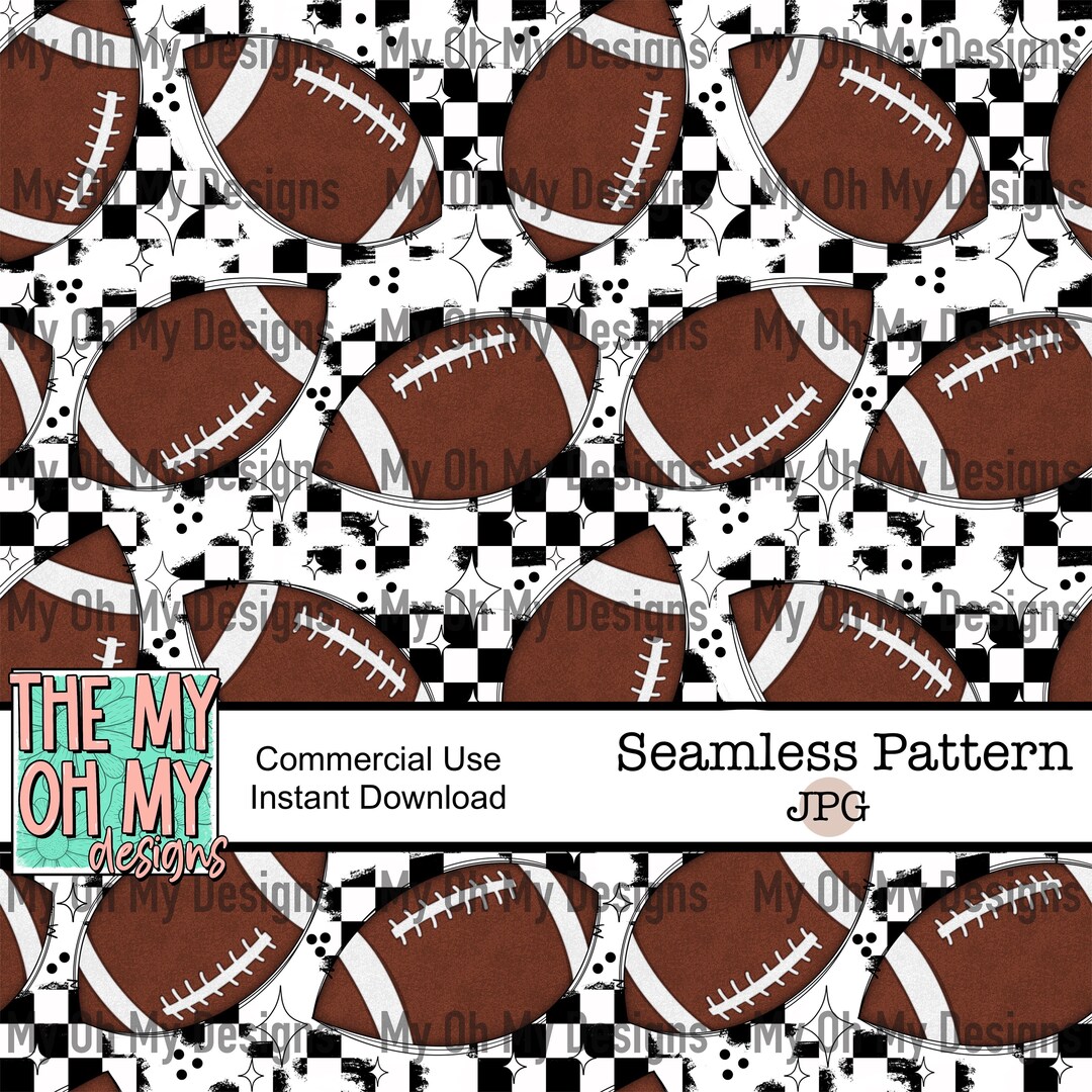 Football, Checkerboard Distressed Seamless Pattern JPG File Digital ...