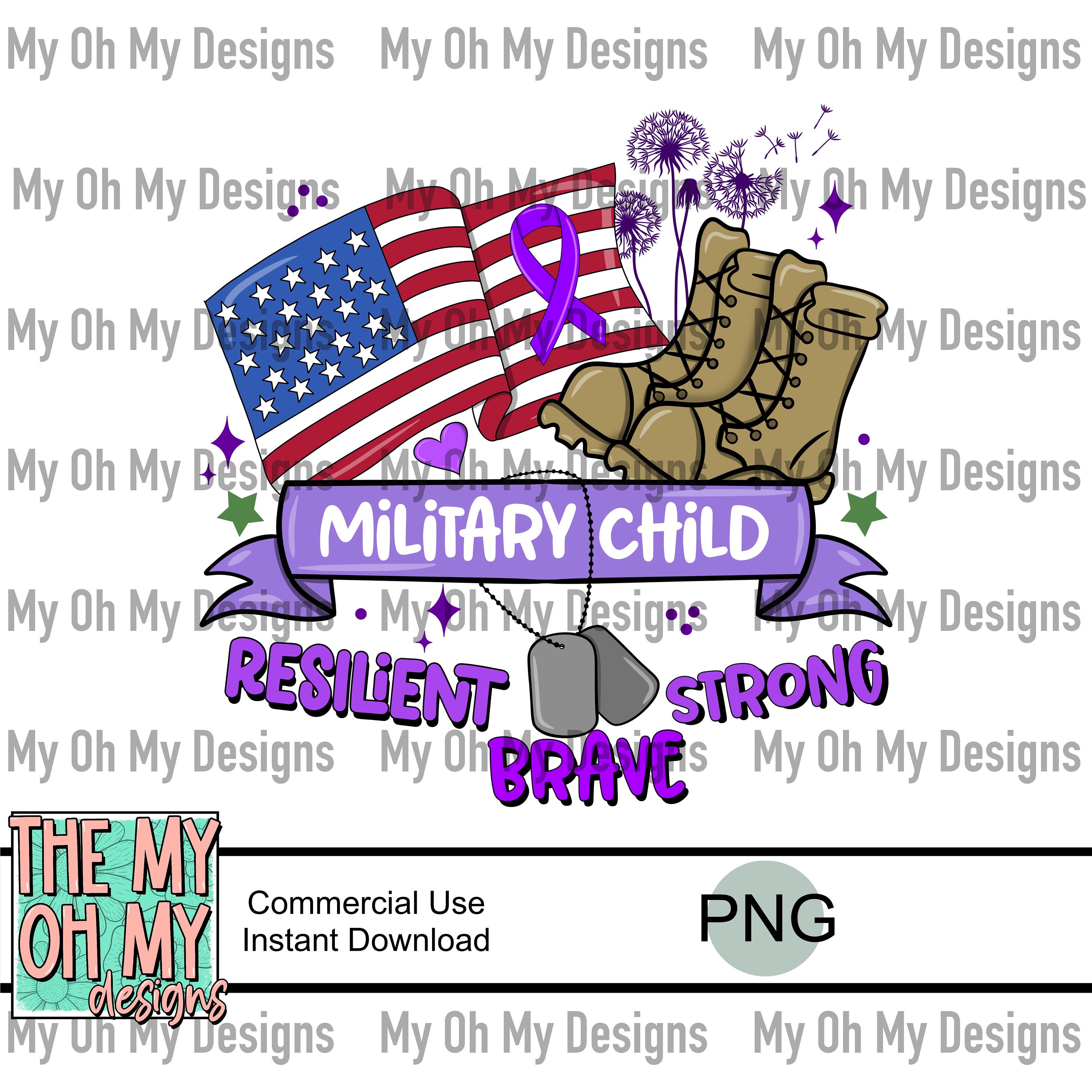 Month of the Military Child, Patriotic, April, Purple - PNG File ...