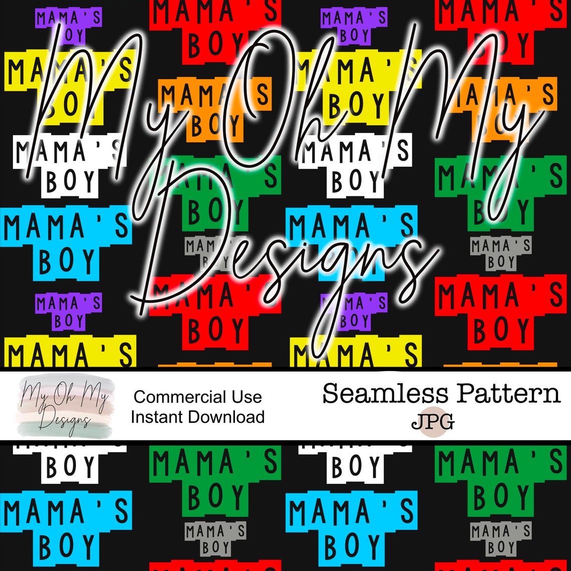Mama's Boy Colorful Block Letters Seamless Pattern - Etsy UK