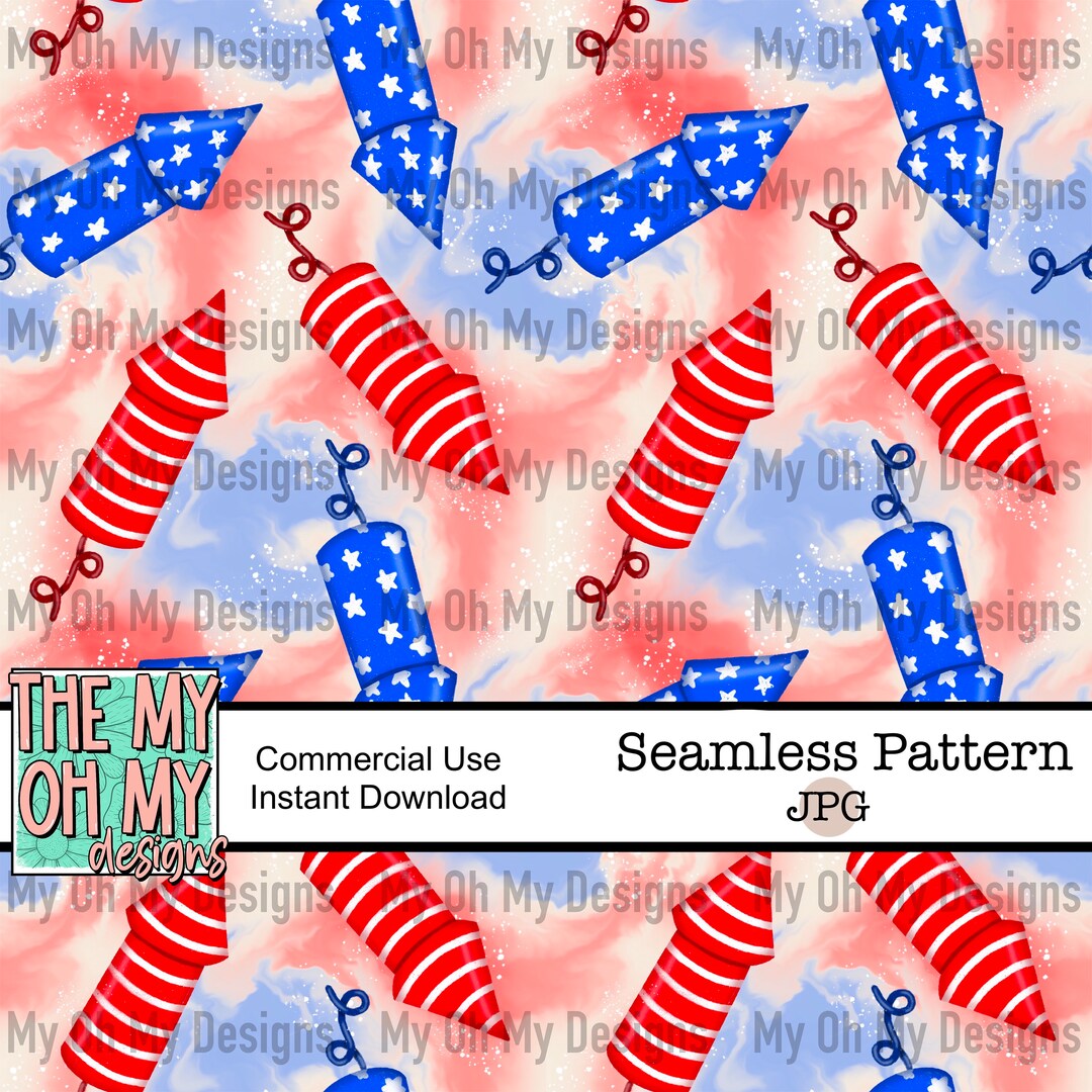 4th of July, Fireworks, Patriotic, Red White Blue, Summer Seamless ...