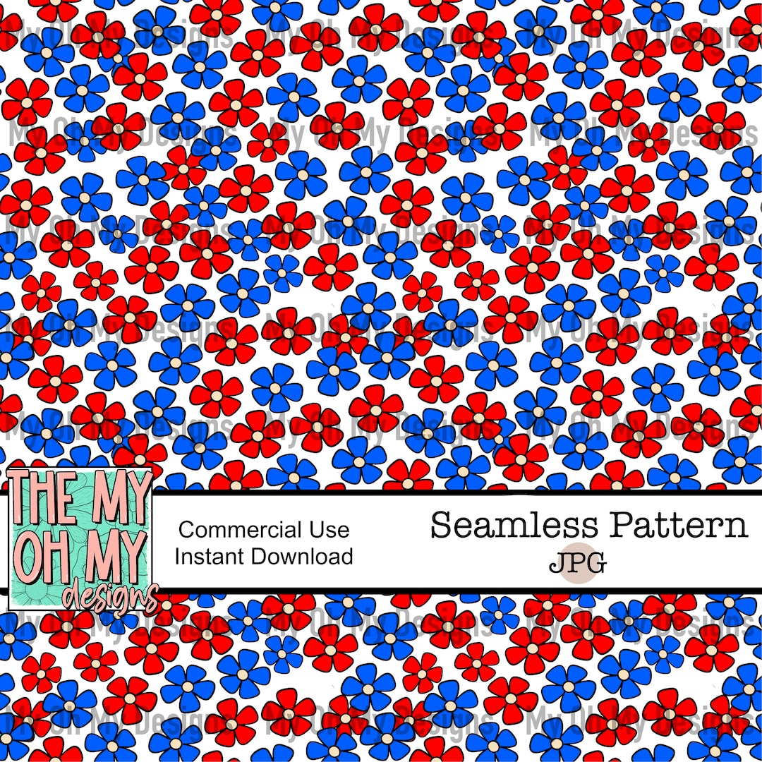 4th of July, Red White and Blue, Patriotic, Flowers, Floral - Seamless ...