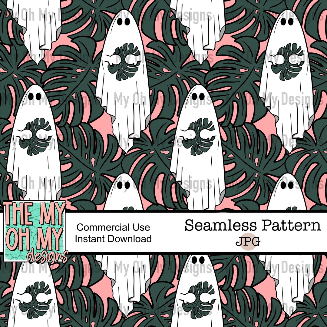 Ghost Monstera Plants Summer Spooky Creepy Seamless - Etsy