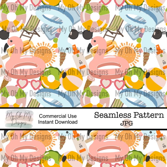 Floaties Summer Pool Seamless Pattern JPG File Digital | Etsy