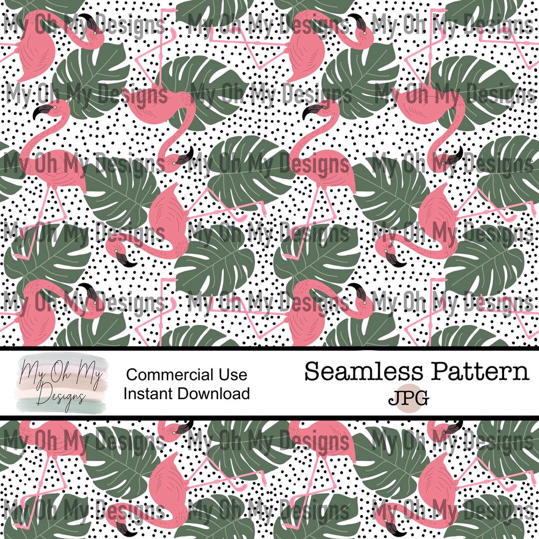 Flamingo, Summer Seamless Pattern JPG File Digital Paper - Etsy