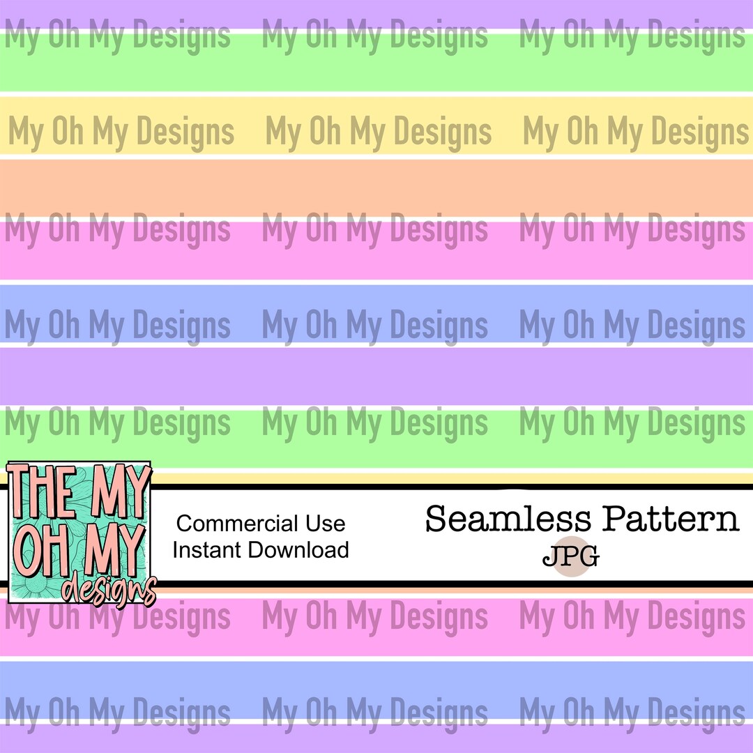 Rainbow Stripes, Pastel, Cute - Seamless Pattern - JPG File - Digital ...