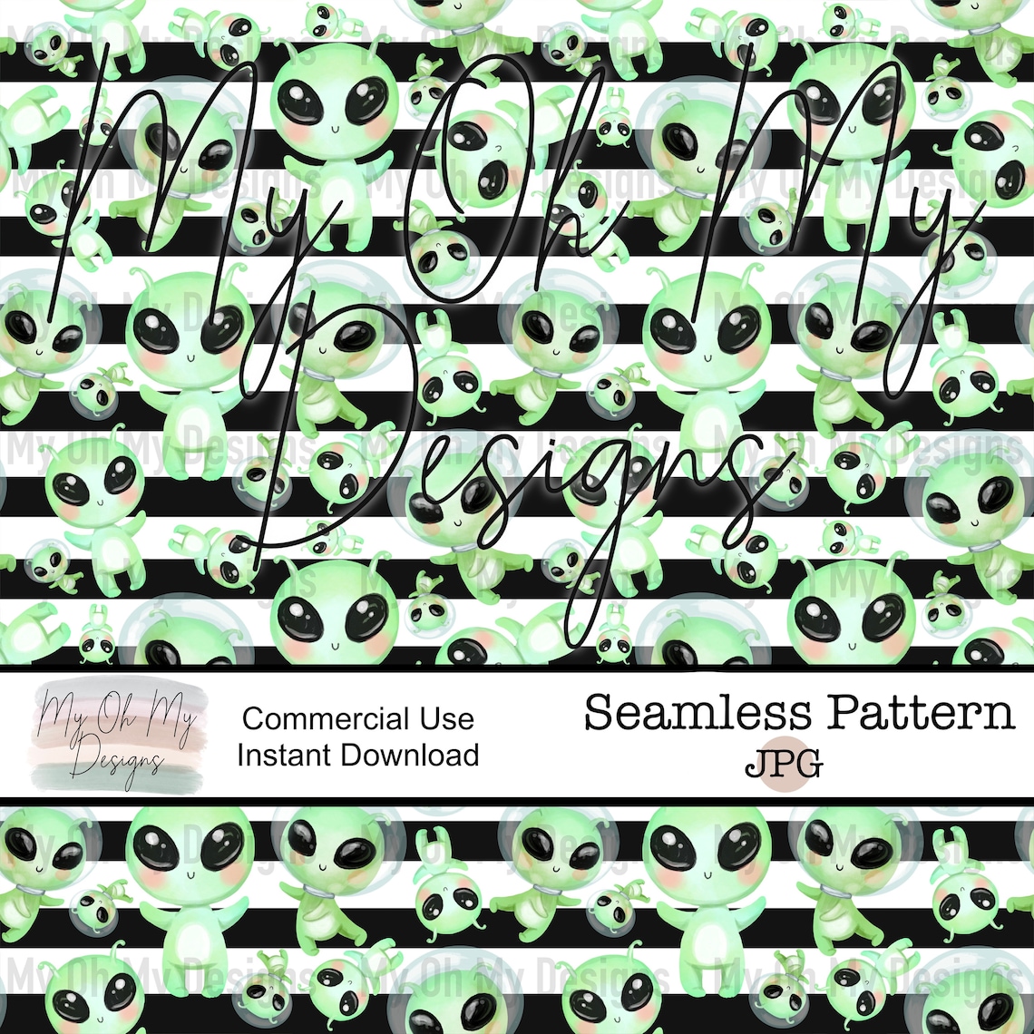 Aliens space stripe Seamless Pattern JPG File Seamless | Etsy