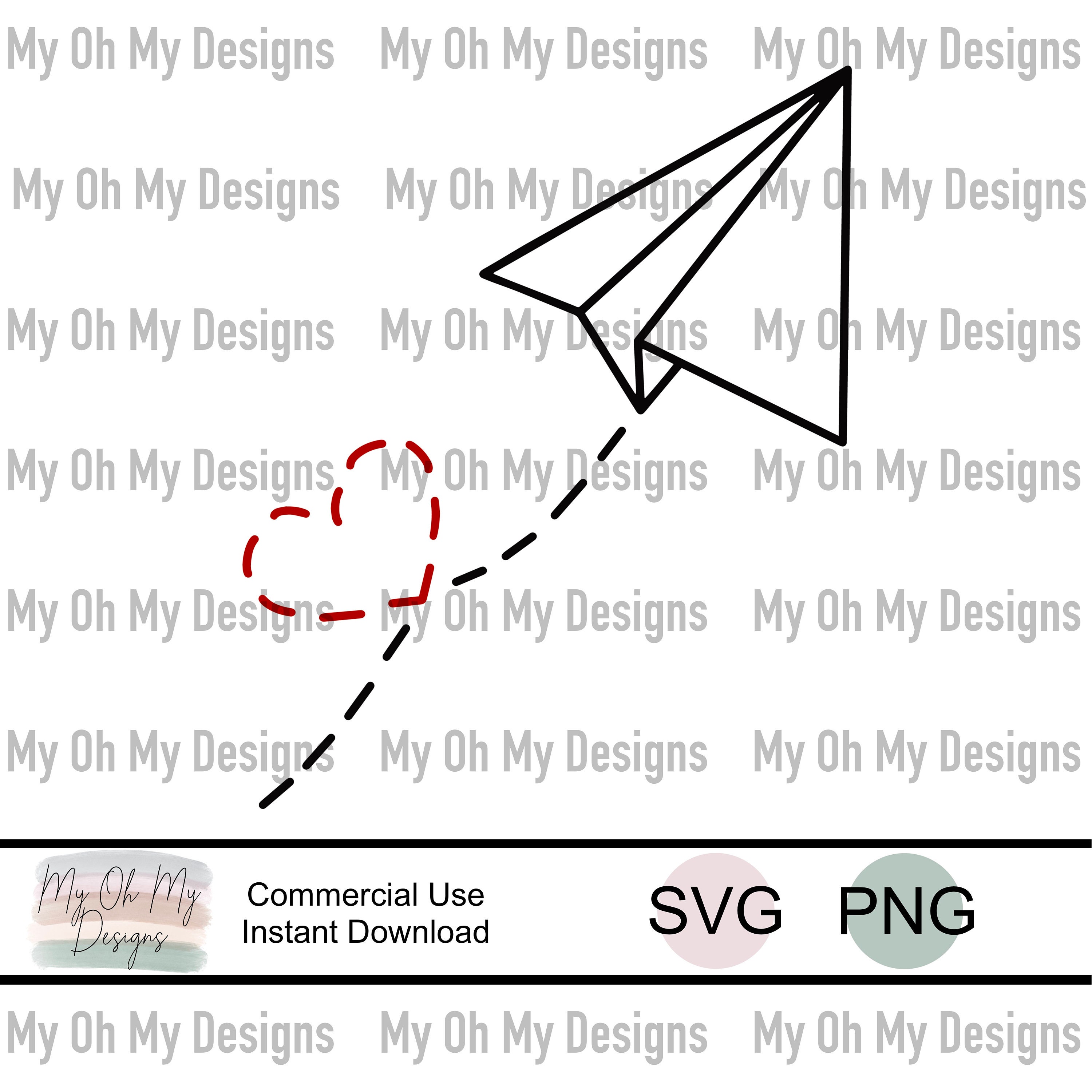 Paper Airplane, Heart, Valentines Day SVG/PNG File Digital Cut File ...