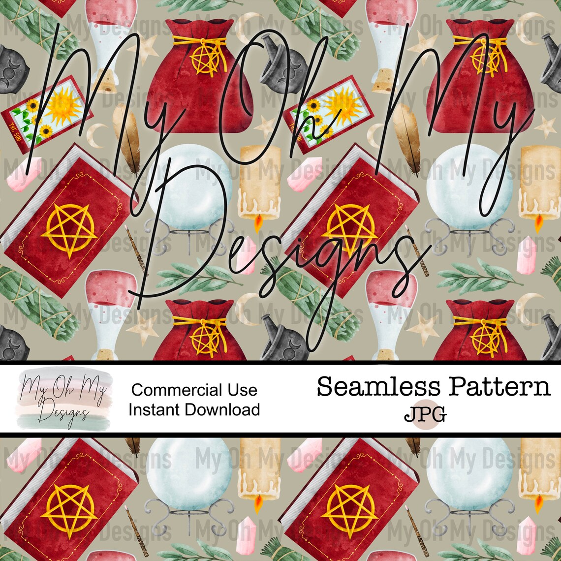 Witch Witchy Seamless Pattern design file JPG File | Etsy