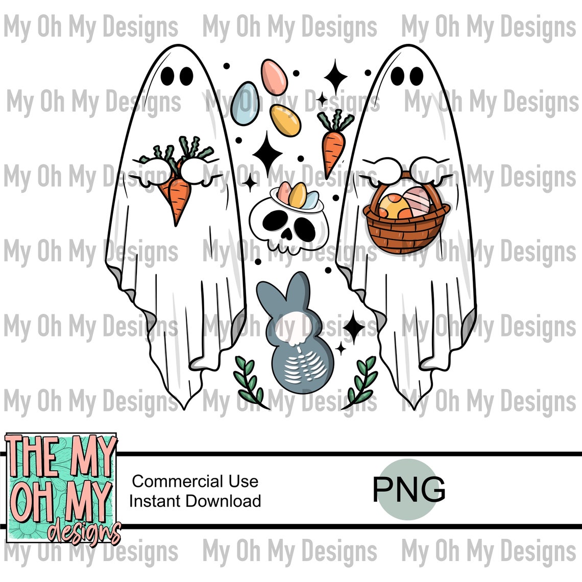 Ghost Easter, Spooky, Creepy, Pastel - PNG File - Sublimation Design ...