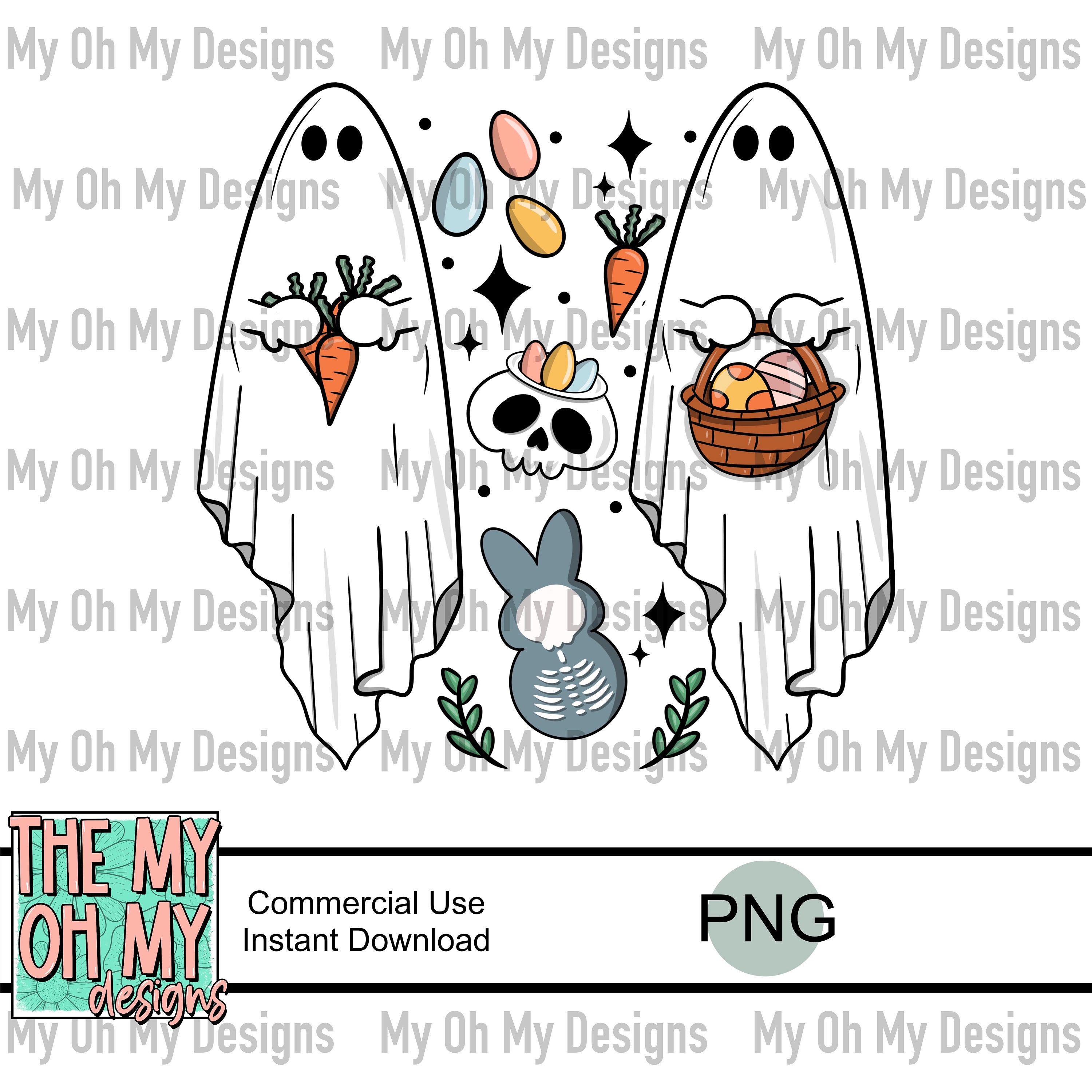 Ghost Easter, Spooky, Creepy, Pastel - PNG File - Sublimation Design ...