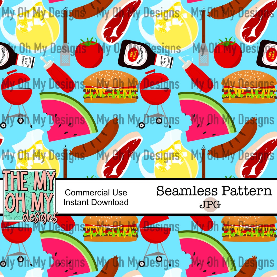 Summer, Food, BBQ - Seamless Pattern - JPG File - Digital Paper - Etsy