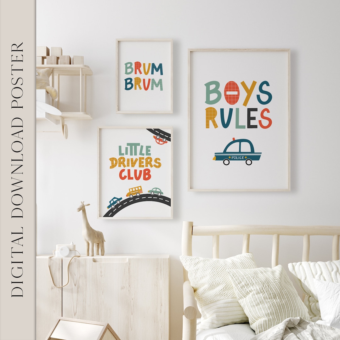 Car Poster Set - Digital Download Poster, Gift Idea, Interior, Nursery ...