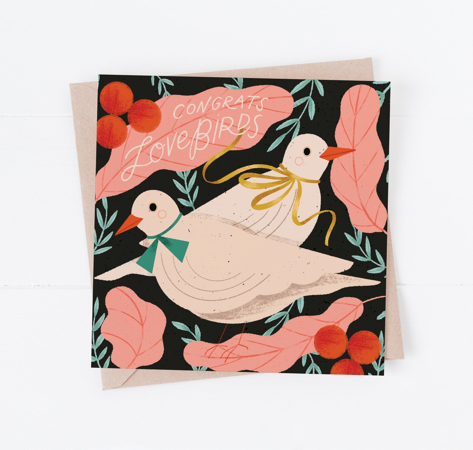 Congrats Love Birds Congratulations Wedding Card - Etsy
