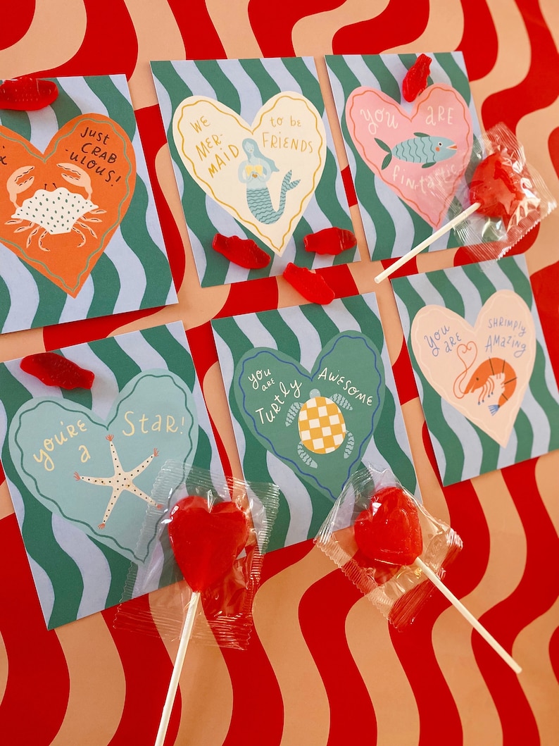 INSTANT DOWNLOAD Kids Ocean Critters Valentines Cards Mermaid ...