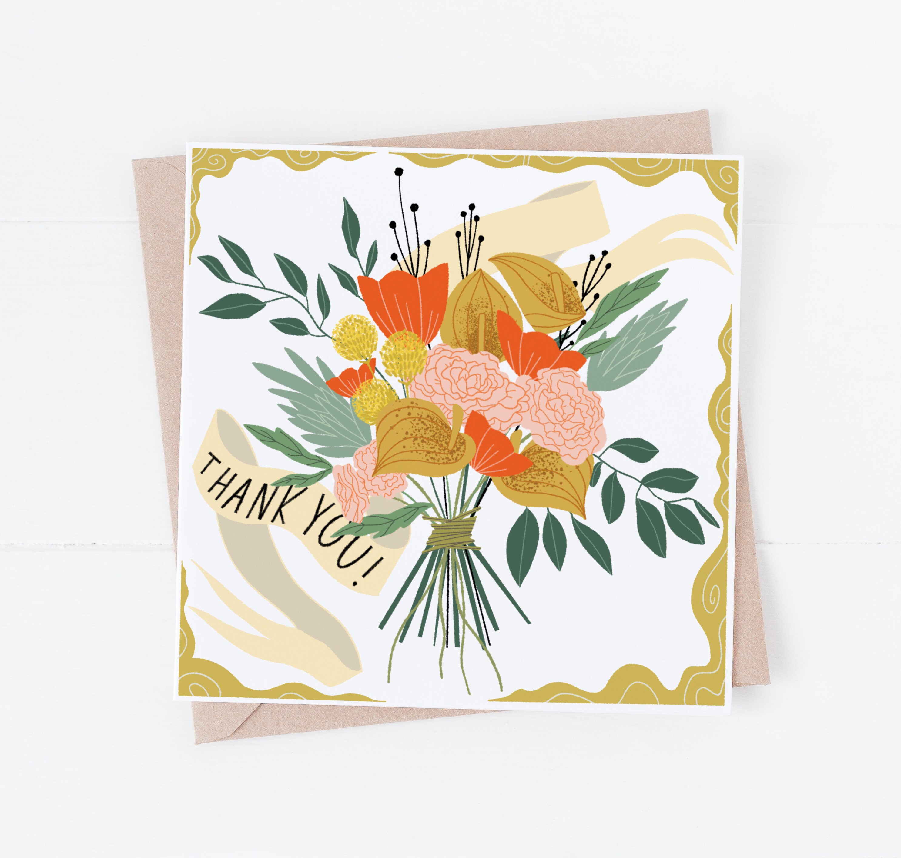 Thank You Flower Bouquet Thank You Card Gratitude Card Flowers Floral ...