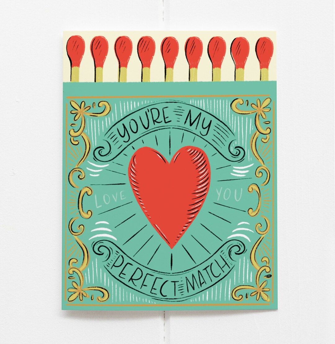 You're My Perfect Match Card Love Card Valentine's Day Card Engagement ...