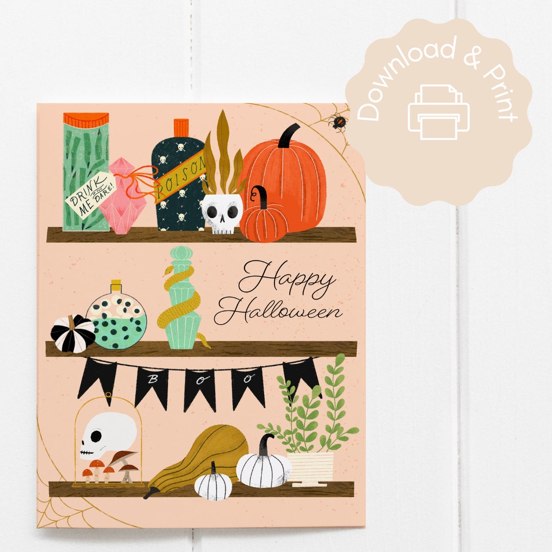 Halloween Spooky Shelves Card | Printable DIY Invitation (PDF) - Etsy