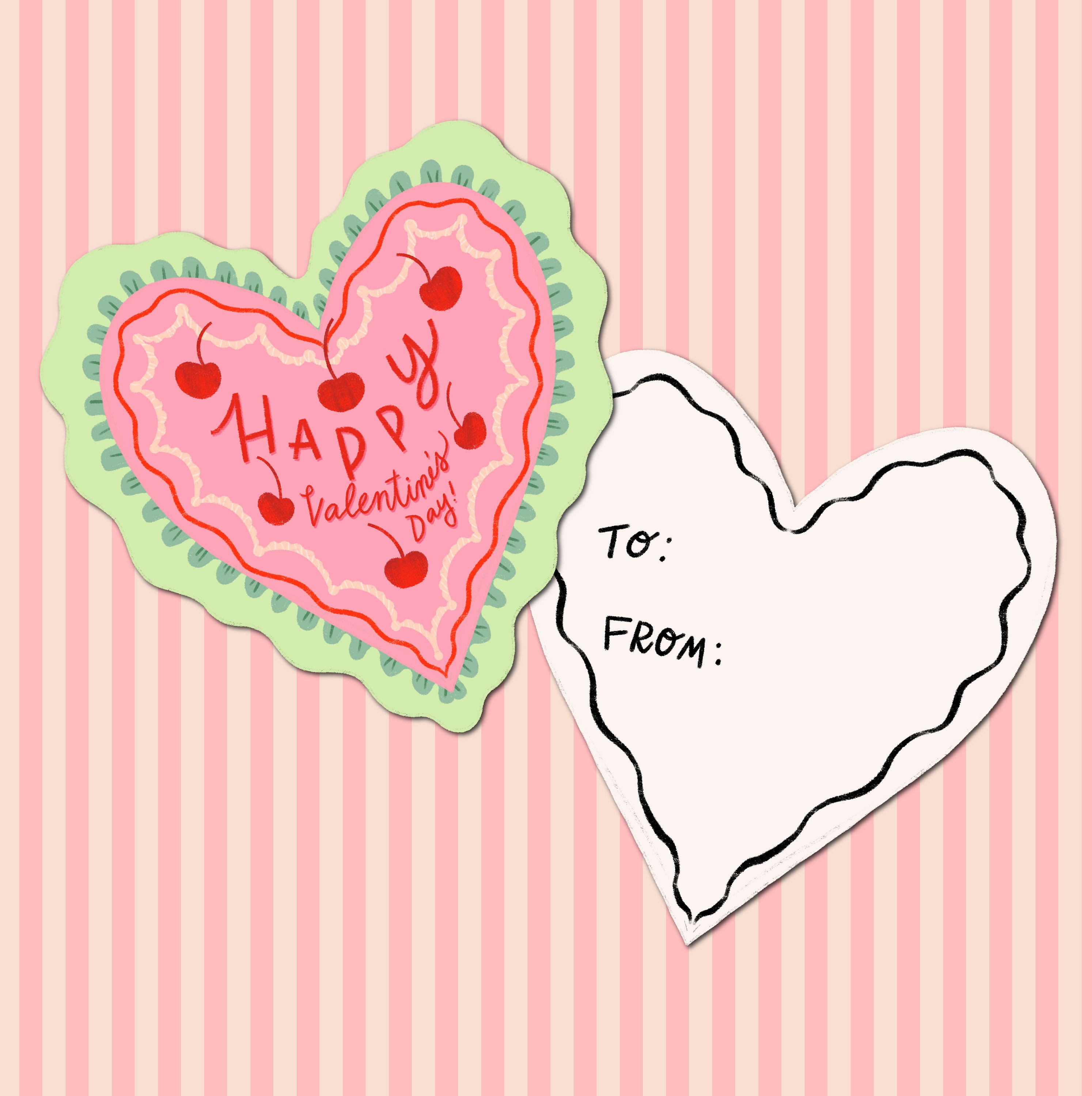 INSTANT DOWNLOAD | Kids Cake Hearts Valentines Cards | Heart-shaped ...