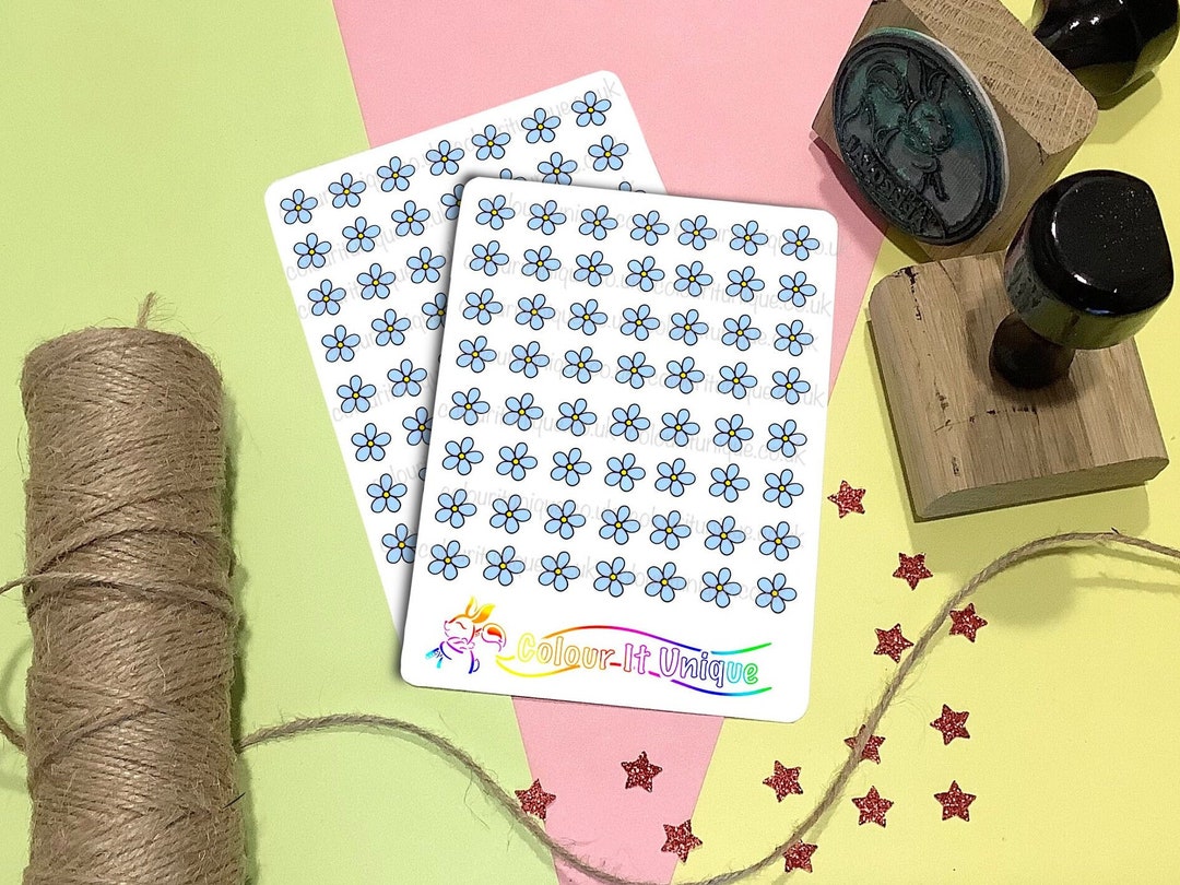 Pastel Blue Flower Sticker Sheet / Cute Mini Stickers for Planner 67 - Etsy