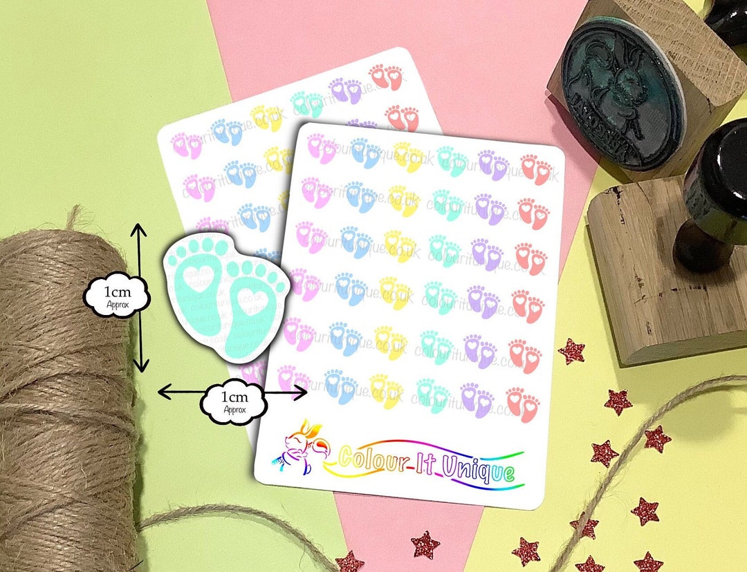 Small Baby Footprint Stickers / Cute Feet Sticker Sheet for Planner ...