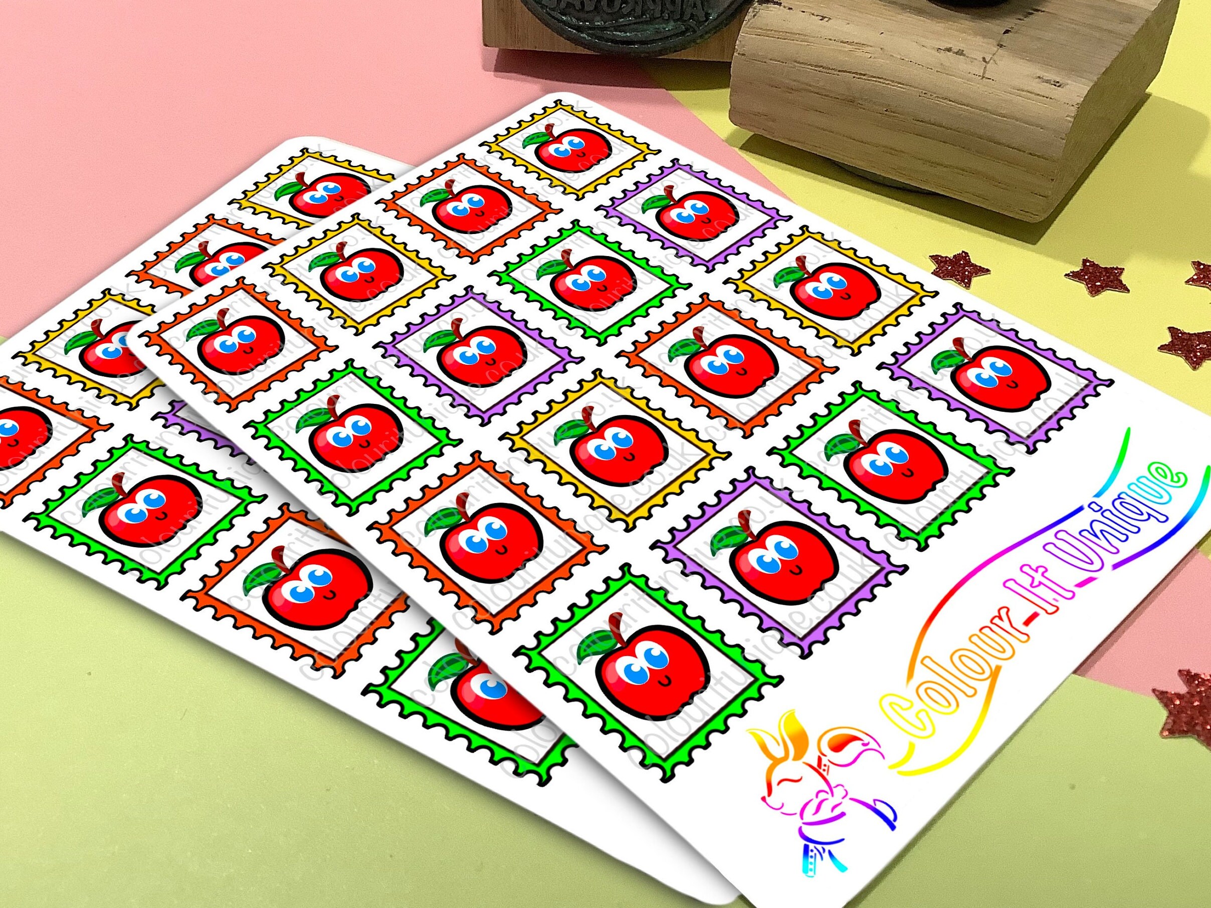 Happy Apple Envelope Stamps for Letter Writing or Cards / Fruit ...