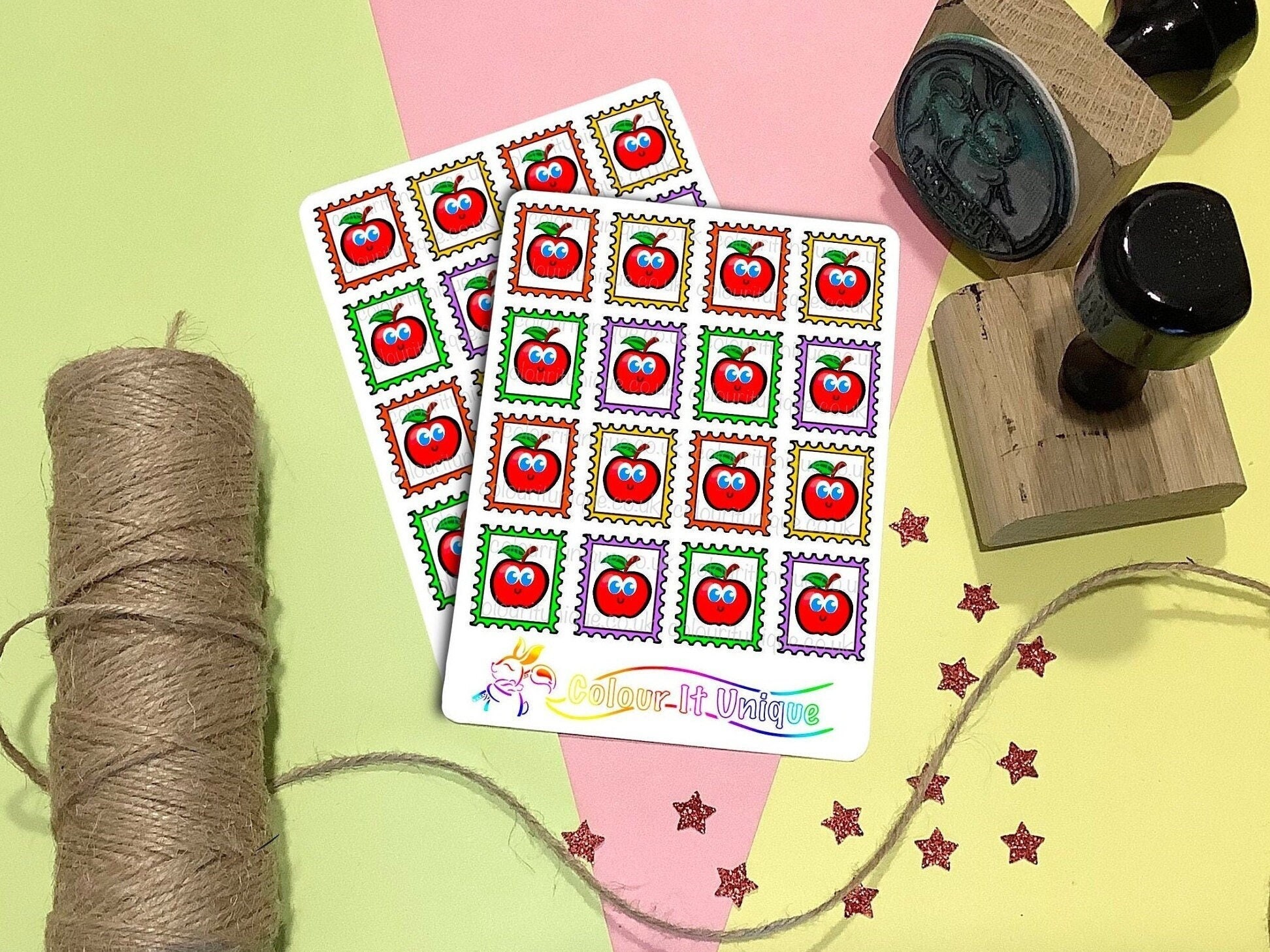 Happy Apple Envelope Stamps for Letter Writing or Cards / Fruit ...