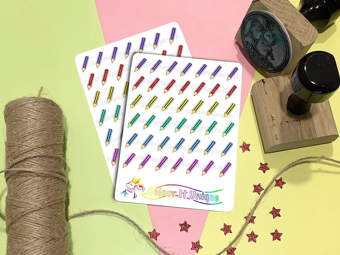 Colour Pencil Stickers / Small Sticker Sheet for Planner, Journal ...