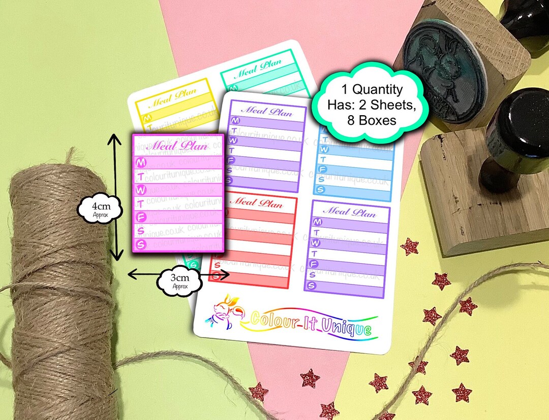 Meal Plan Stickers / Write on 8 Weekly Dinner Sticker Boxes for Planner ...