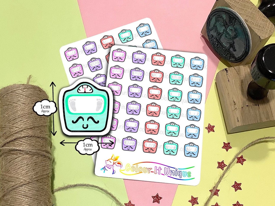 30 Weight Loss Tracker Stickers / Writable Scales Sticker Sheet for ...