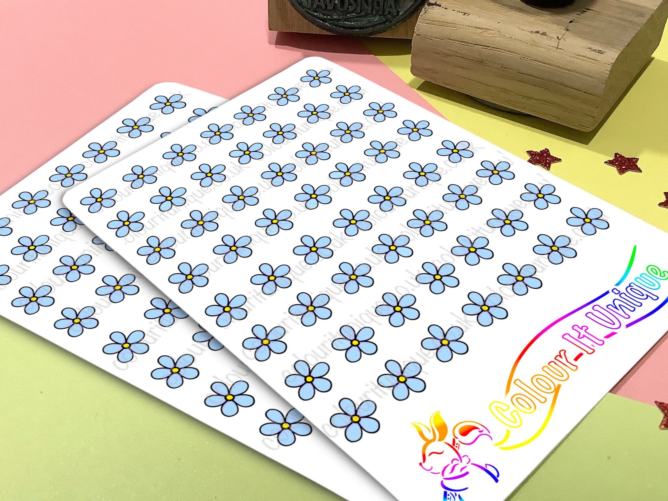 Pastel Blue Flower Sticker Sheet / Cute Mini Stickers for Planner 67 - Etsy