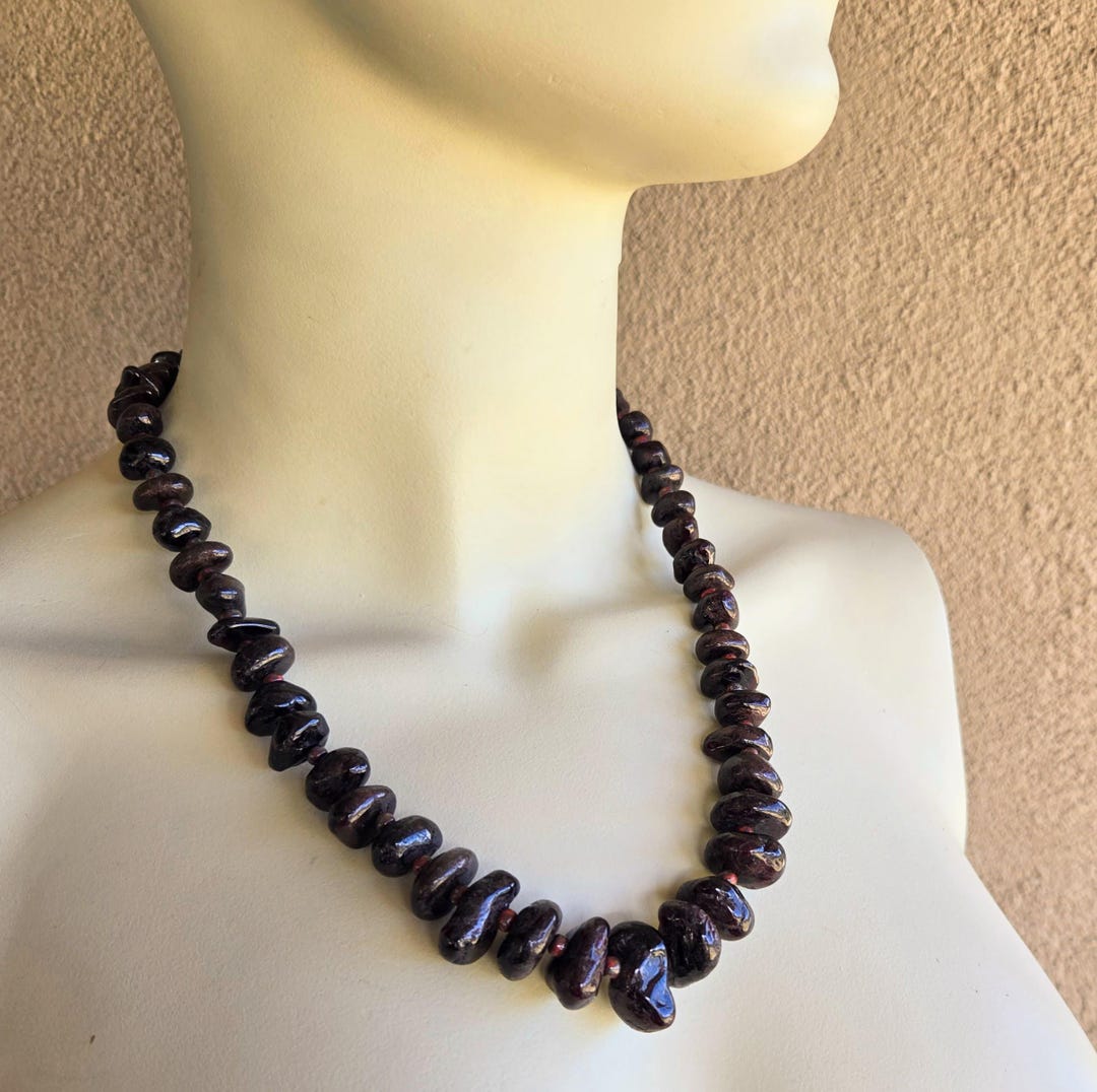 Necklace of Large Wine Red Garnet Nuggets Natural Gemstone Chunky ...