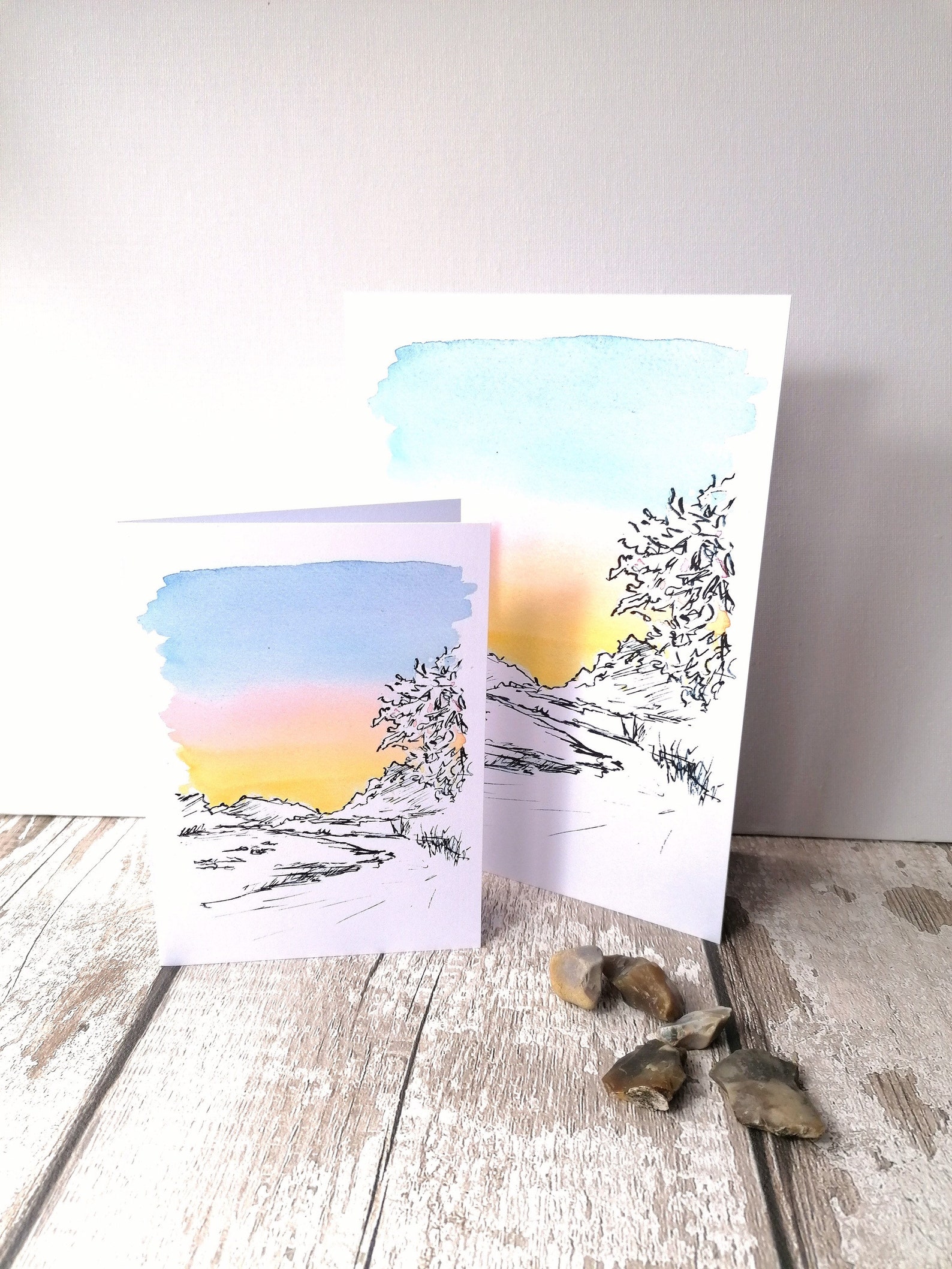 River and Sunset Greeting Card A6/A5 Watercolour Painting - Etsy