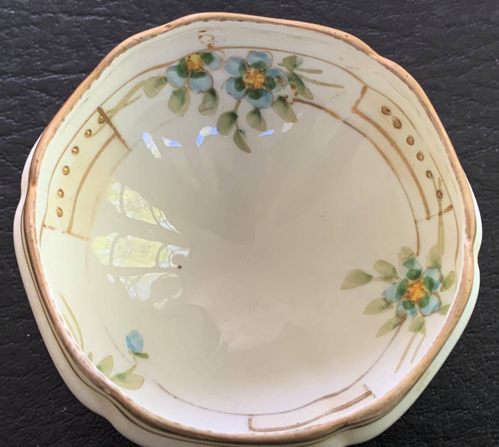 Nippon Hand Painted Three Footed Bowl Floral Gold Edge Well - Etsy