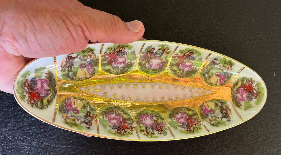 Royal Vienna Gold Gilt Porcelain Fragonard Love Story Celery/salad Tray ...