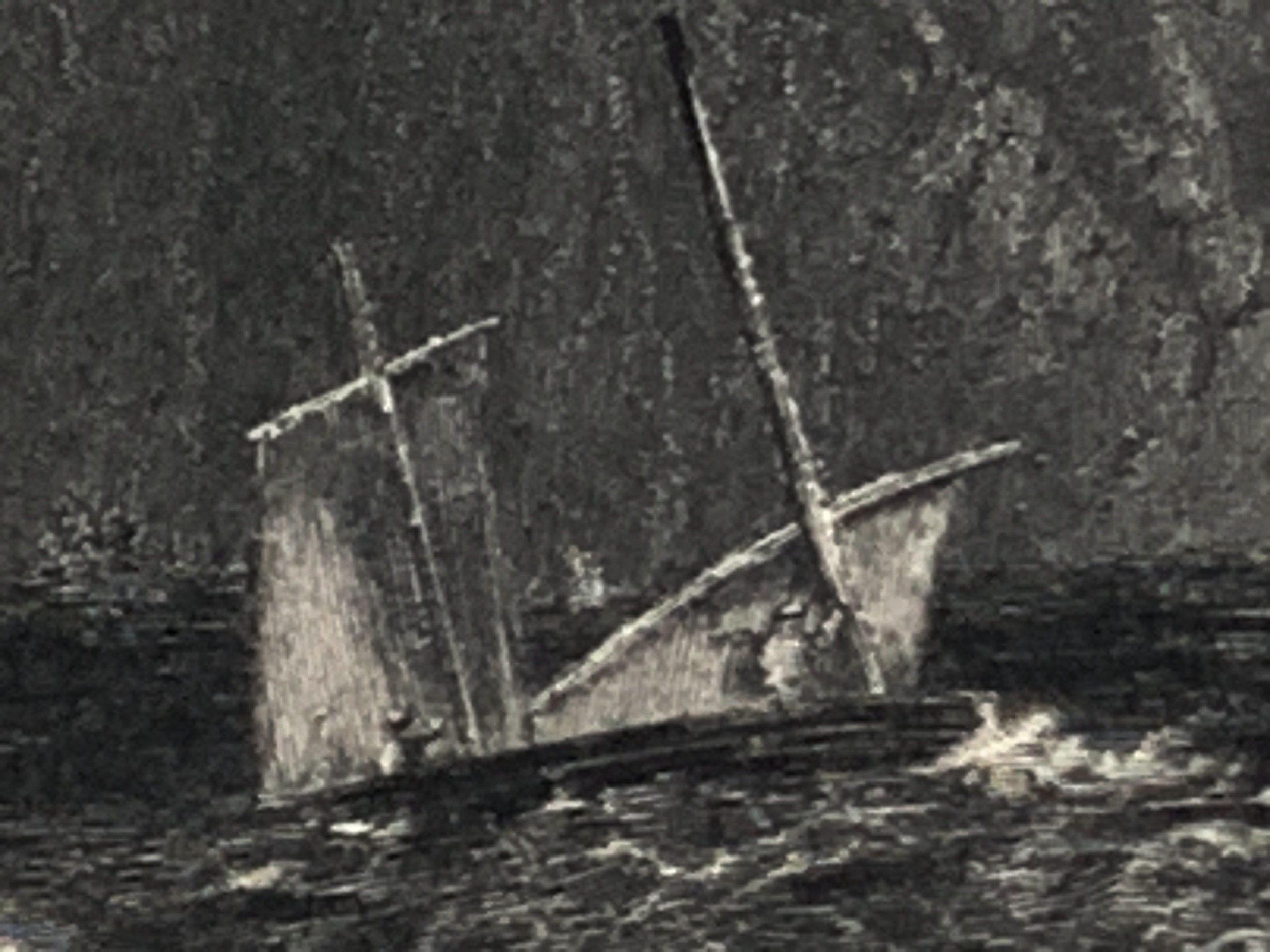 Irish Scene Old Print Turbulent Sea With Fisherman Pulling in a Net ...