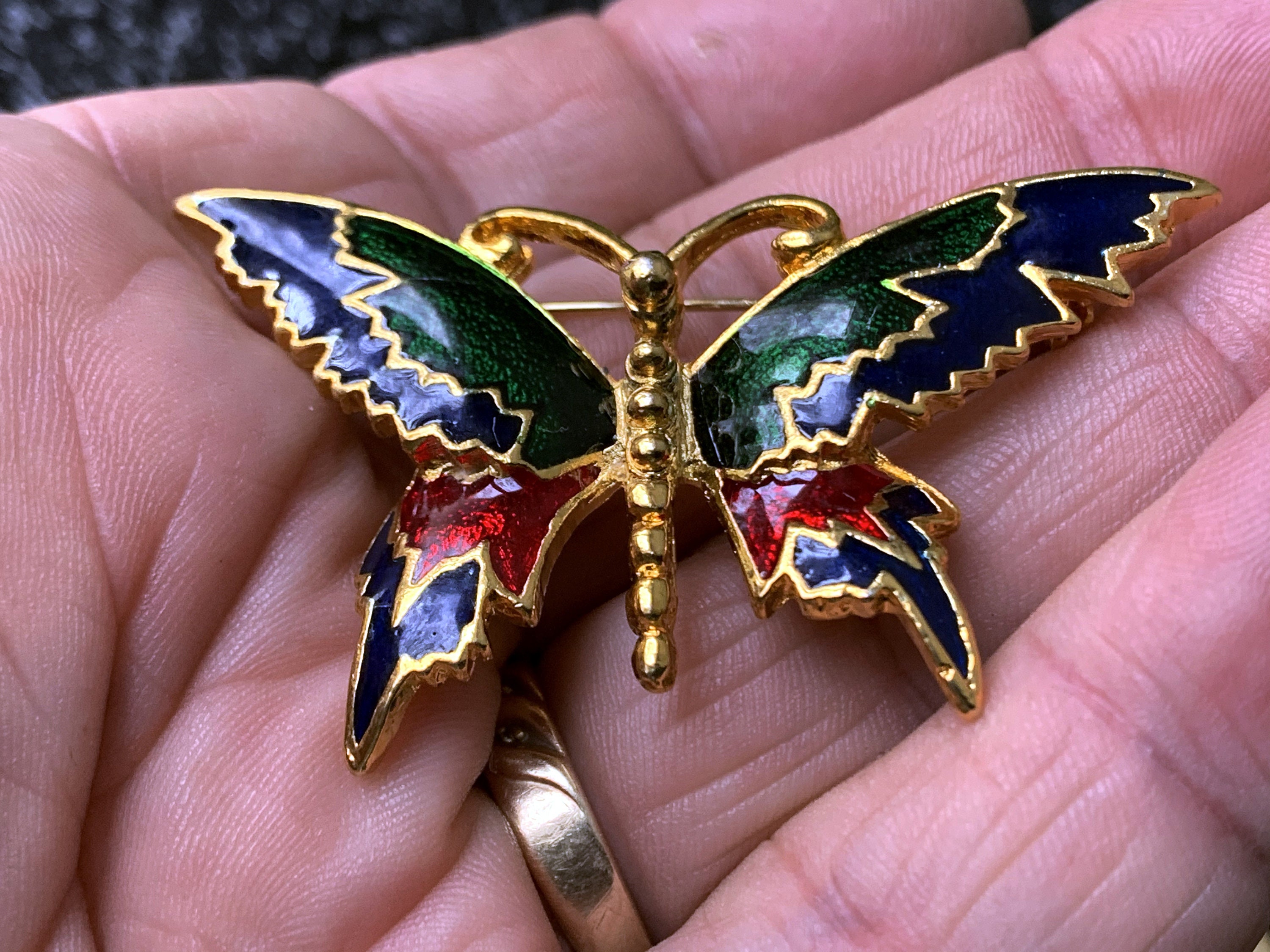 Butterflies Two similar Enameled Pins Great Colors Beautiful | Etsy