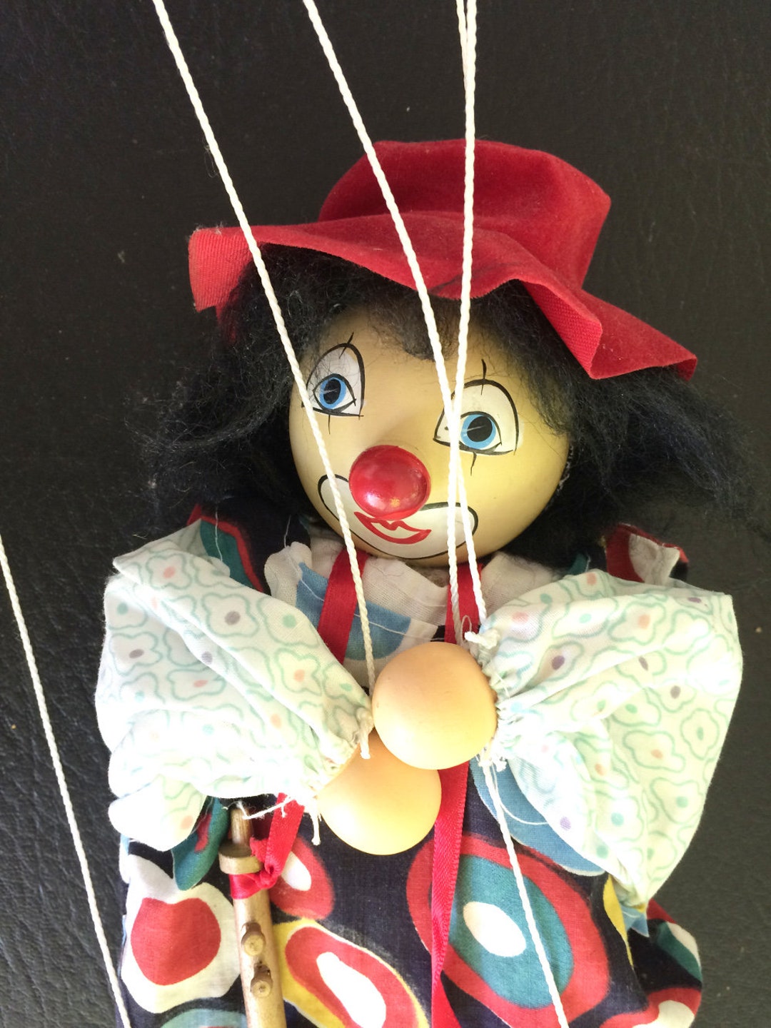 Vintage Marionette Female Puppet Clown Marionette Puppet . Wooden Clown ...