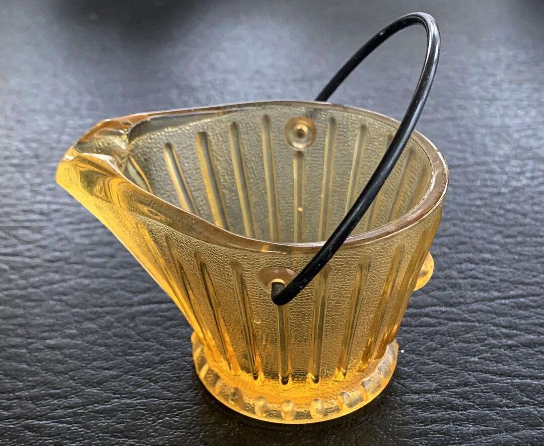 Amber Glass Small Scuttle Coal Bucket Ashtray Pourer Wire Handle - Etsy