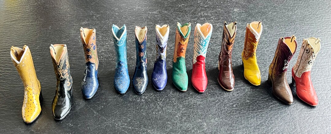 Mixed Lot of 12 Mini Western Cowboy Boots Resin Nostalgia Unbranded 3 ...