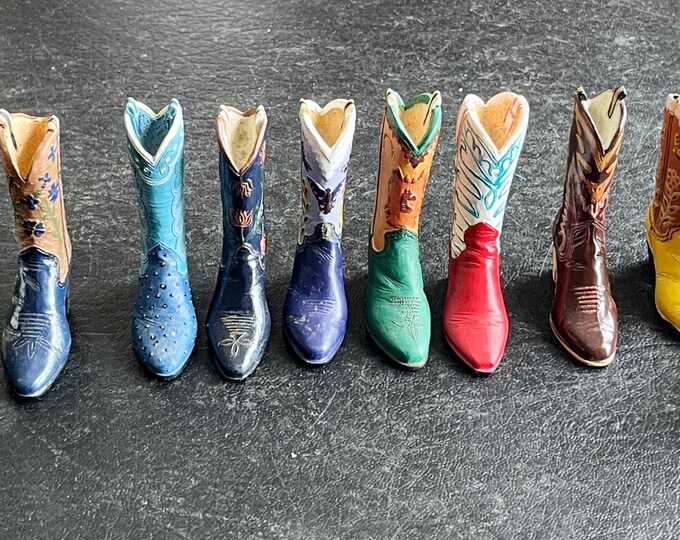 Mixed Lot of 12 Mini Western Cowboy Boots Resin Nostalgia Unbranded 3 ...