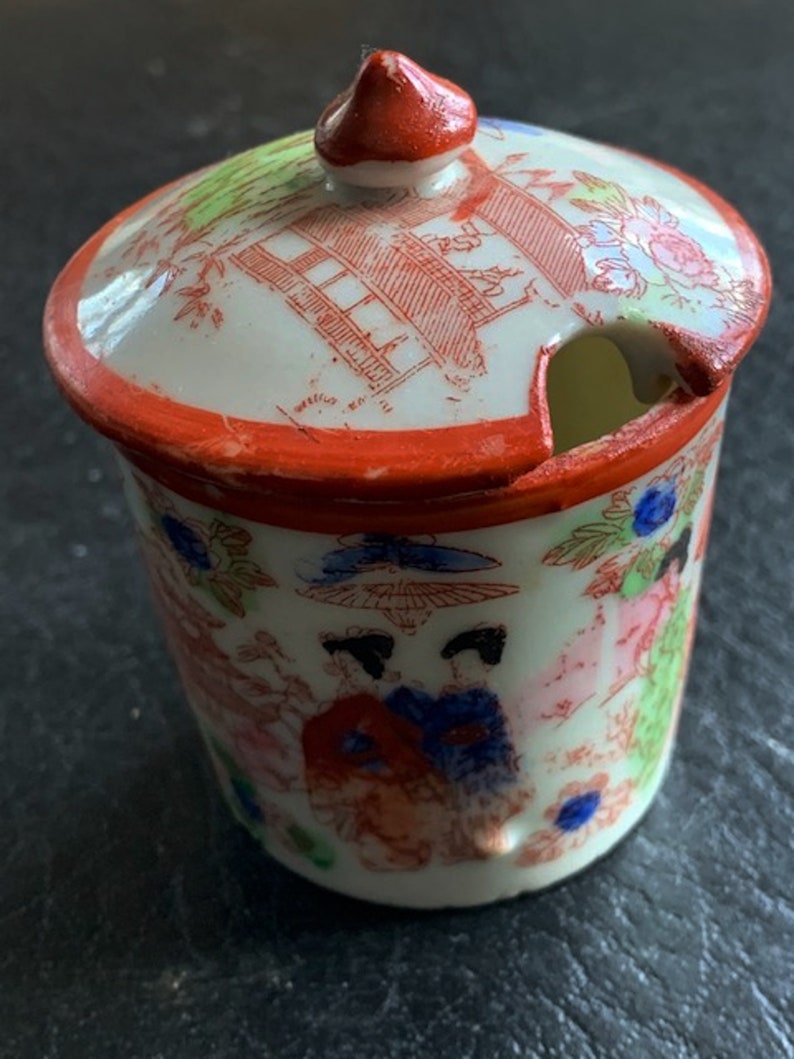 Japan Porcelain Condiment Jar Nice Small Size Maroon Border - Etsy