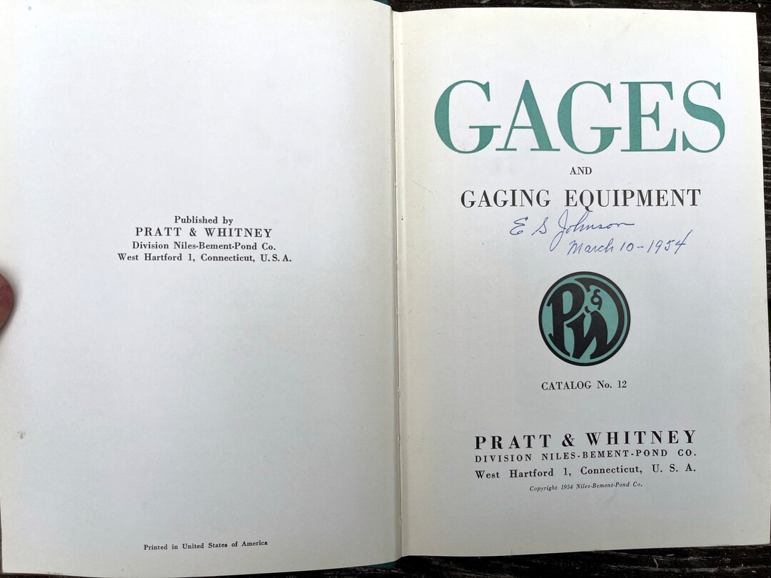Vintage PRATT & WHITNEY Gages and Gaging Equipment 1954 Catalog # 12 - Etsy