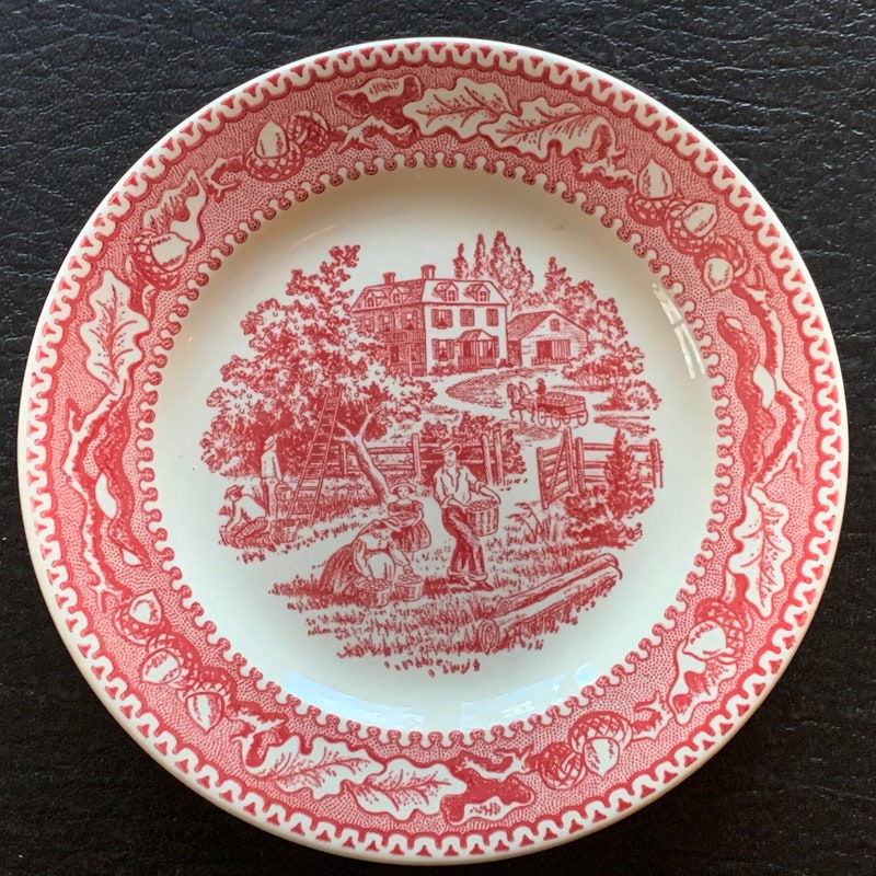 Pink Border Salad Plates - Etsy