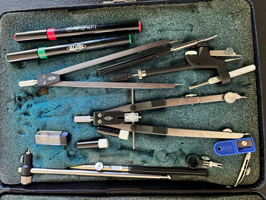 ALVIN Draftsman Large Precision Drawing Set Engineering Drafting Tools ...